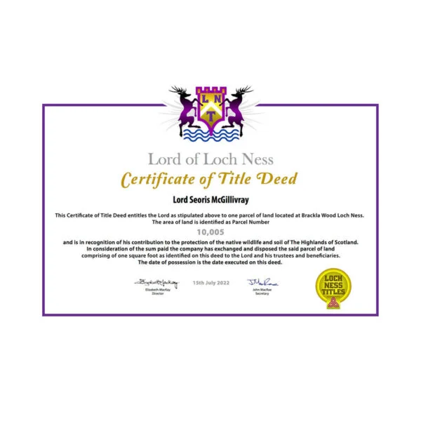 Buy a Lordship Online - Become a Laird - Loch Ness Titles
